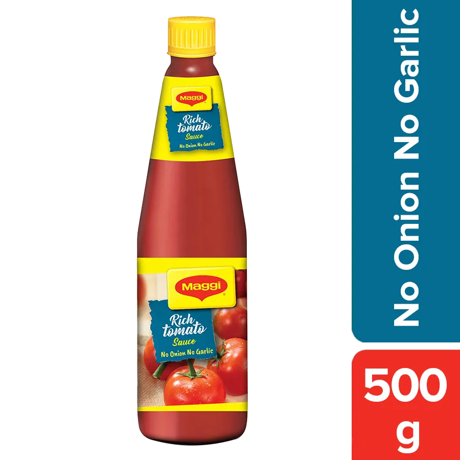 MAGGI Tomato Sauce – No Onion No Garlic, Savoury Snacks, 500 g Bottle ...